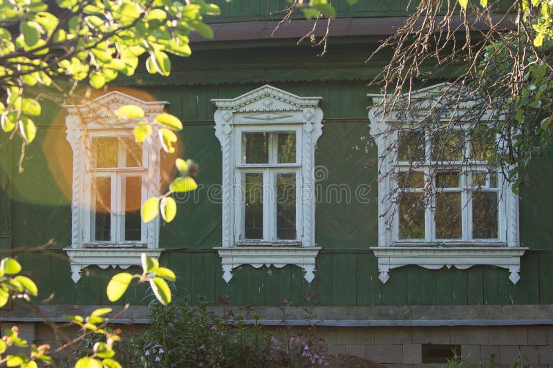 Window of Old Russian Traditional House Stock Photo - Image of house ...