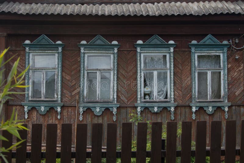 Window of Old Russian Traditional House Stock Photo - Image of house ...