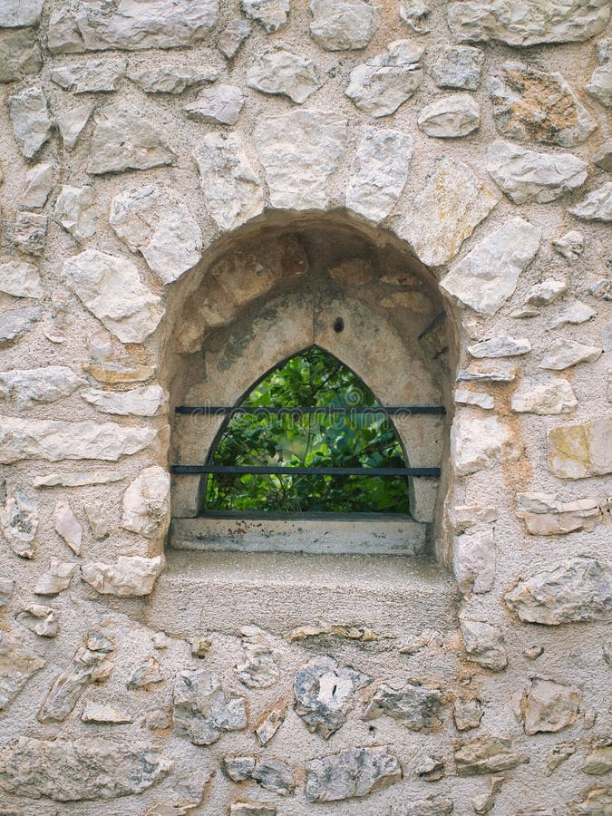 Window on an Old Stone Wall of a Castle Stock Photo - Image of exterior ...
