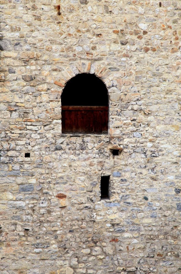 Window in Old Stone Wall of Medieval Castle Stock Image - Image of ...