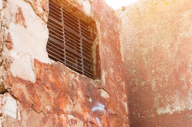 Window and Old Ventilation and Grunge Old Wall. Stock Image - Image of ...