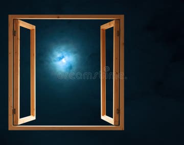 Window Open Dark Night Half Moon Light Stock Image - Image of moonlight ...