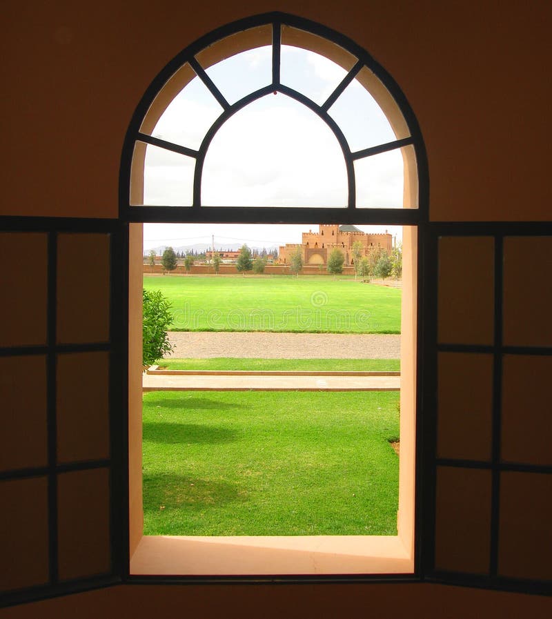 Window Open to green field stock image. Image of field - 3460835