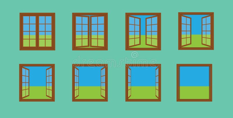 Window Open View Sequence Animation Vector Stock Vector - Illustration ...