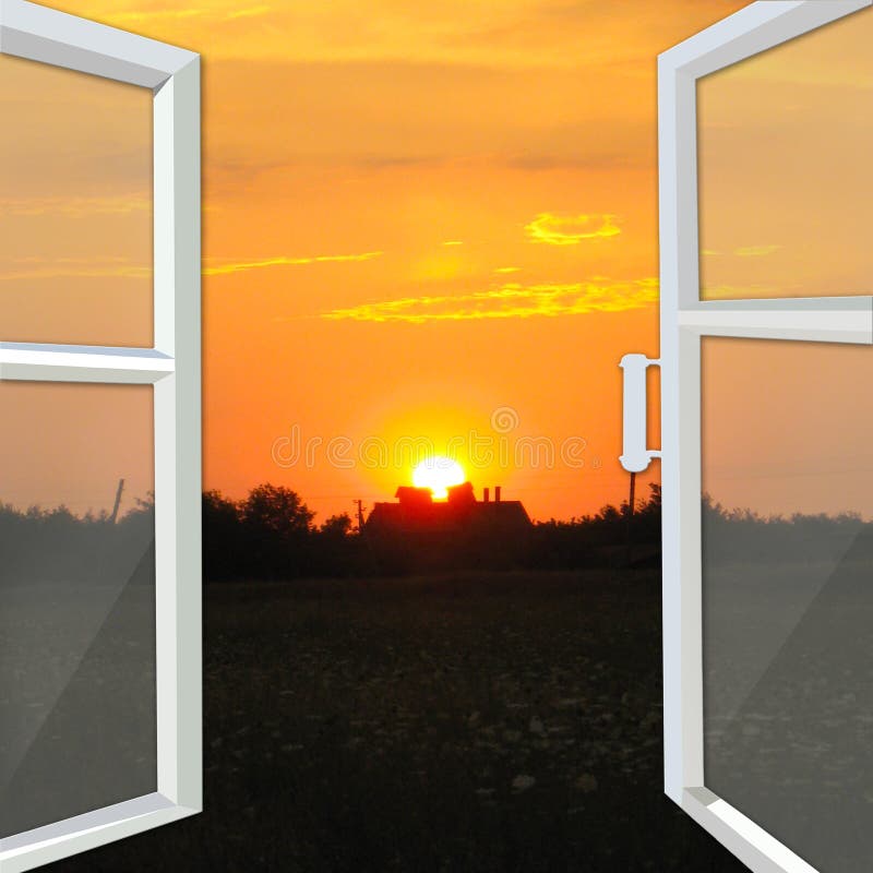 Window Opened To the Bright Sunset Stock Photo - Image of handle ...