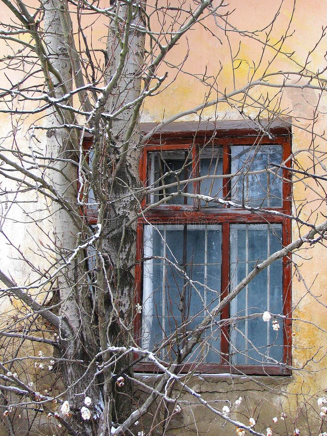 Window Opening in an Old Abandoned Building Stock Image - Image of ...