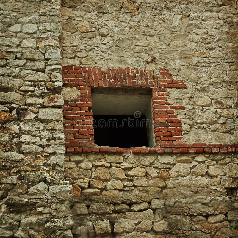 Window Opening of an Old House of Stone. Stock Photo - Image of ...