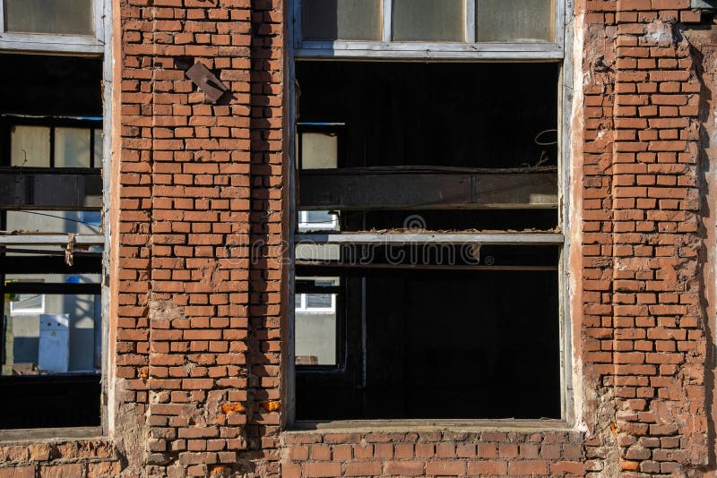 Window Openings with Dismantled Windows in an Old Brick Factory ...