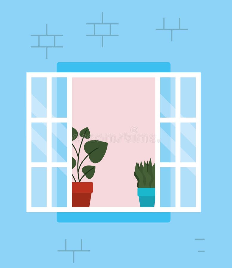 Window from Outside with View into the Blue House Vector Design Stock ...