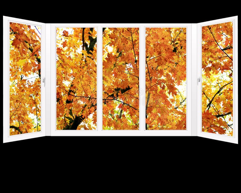 Window Overlooking the Autumn Park with Yellow Trees Stock Photo ...