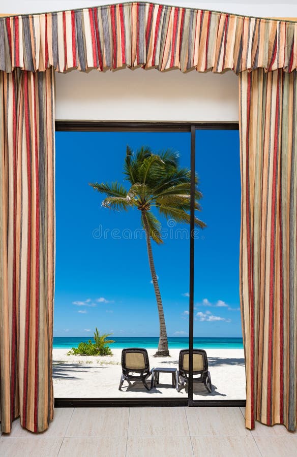 Window Overlooking the Beach Stock Photo - Image of destination, island ...