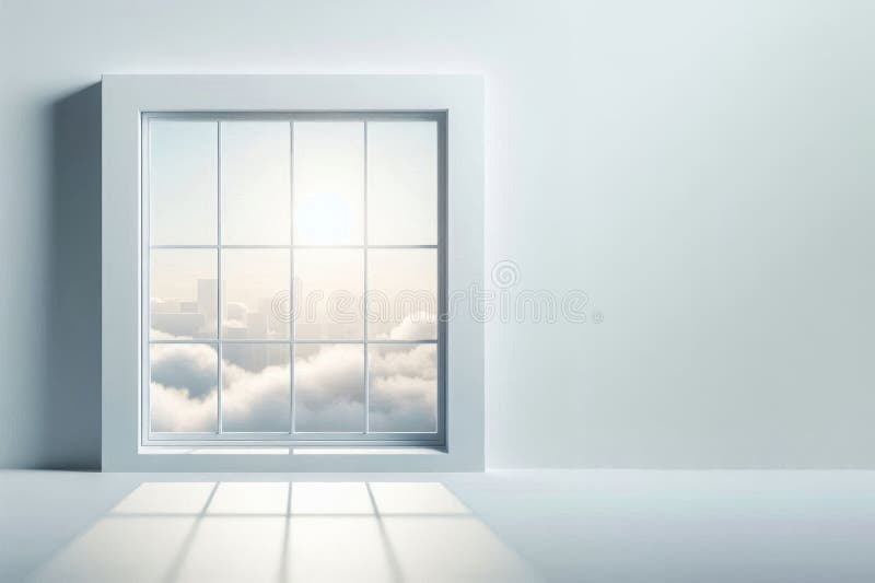 Window Overlooking the Clouds, Bright Interior. Space for Text. Stock ...