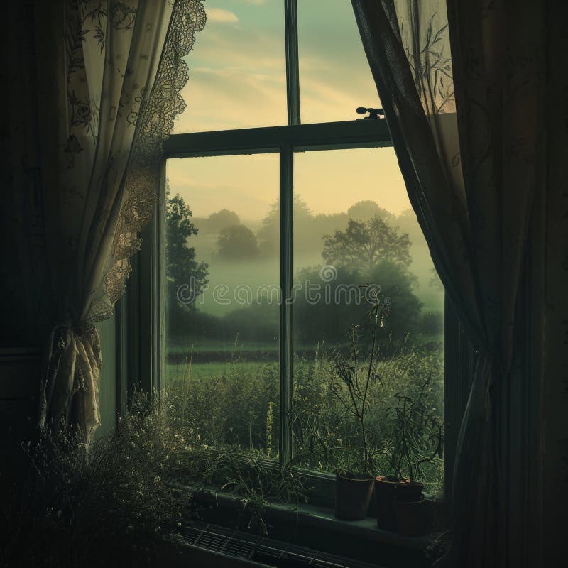 Window Overlooking Green Field Stock Photo - Image of light, outside ...