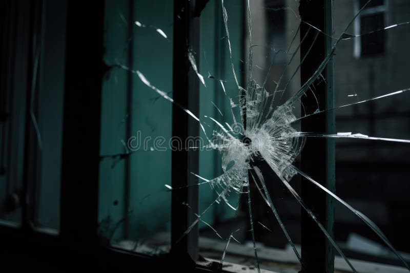 Window Pane with Crack, Seen from the Inside of the Building Stock ...