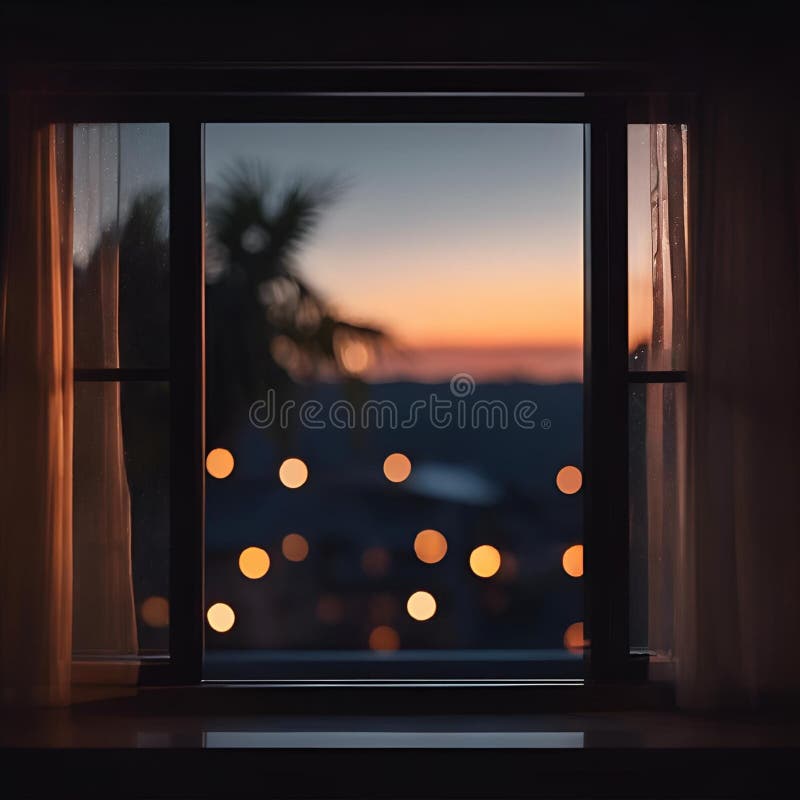 A Window Pane Lit by Lights in a Dark Room Stock Illustration ...