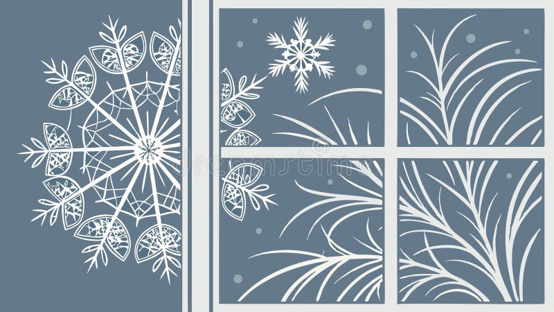 Window Panes with Snowflake Designs, Vector Design Generative AI Stock ...