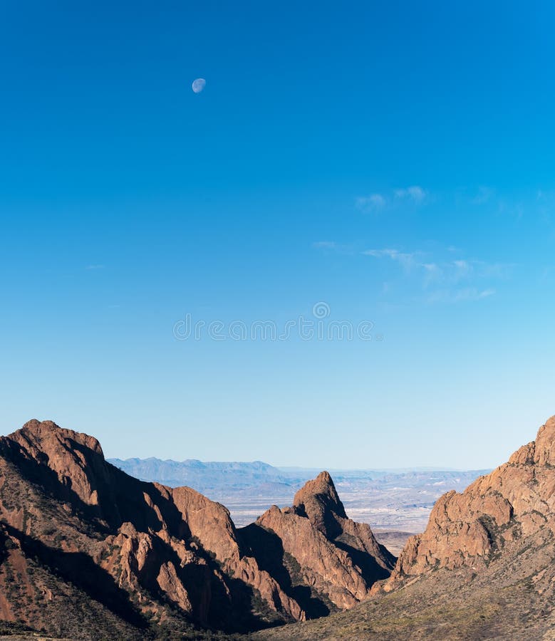 Moon Over Part of Chiso Mountain Range Located within Big Bend National ...