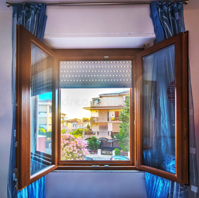 Window in a pink wall stock image. Image of open, residential - 75341839