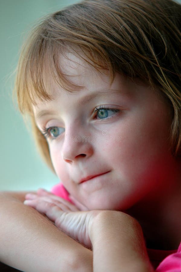 Window Portrait of Little Girl Looking Out Window Stock Photo - Image ...