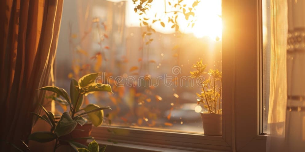 A Window with a Potted Plant in Front of it. Suitable for Home Decor or ...