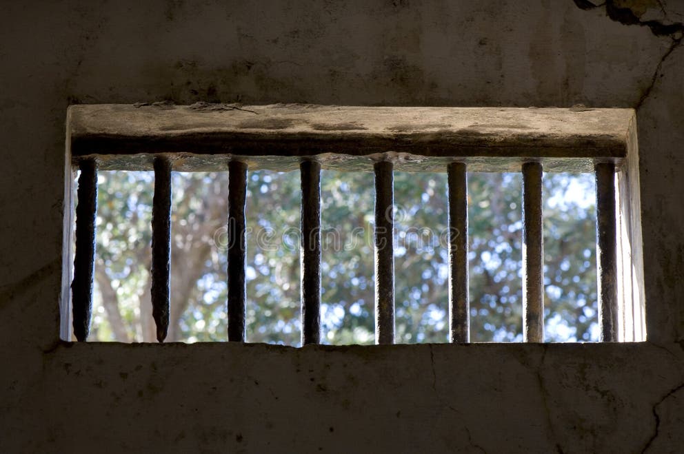 Window of a Prison Cell from Inside, Trees Outside Stock Image - Image ...