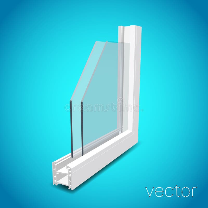 Window Profile with Two Glass Surface. Stock Vector - Illustration of ...