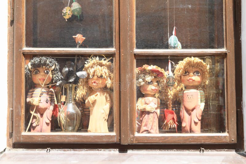 Window with puppets stock image. Image of puppets, doll - 55656881