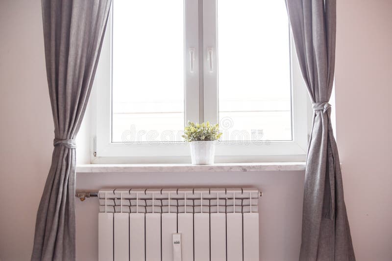 Window and Radiator. Heating and Interior Stock Photo - Image of clean ...