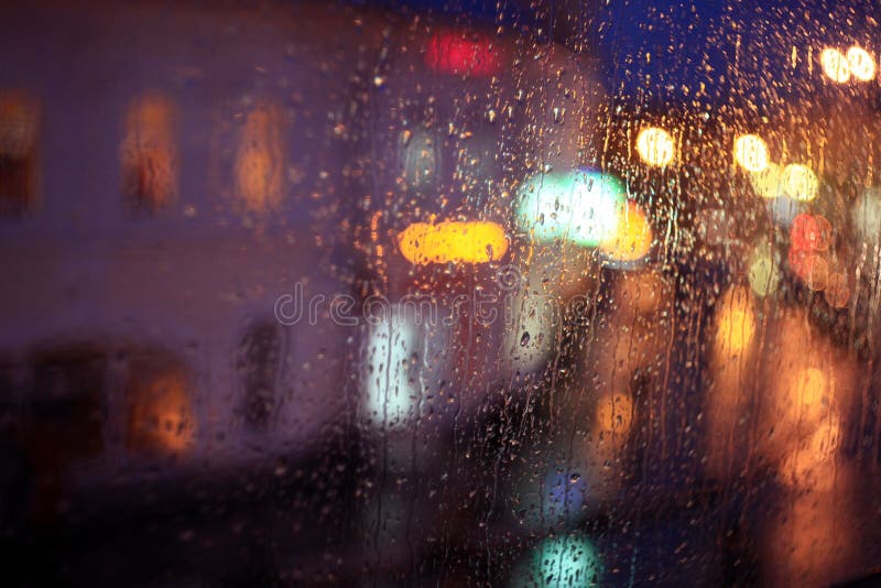 Window Rain Blurred City Lights Stock Image - Image of evening, light ...