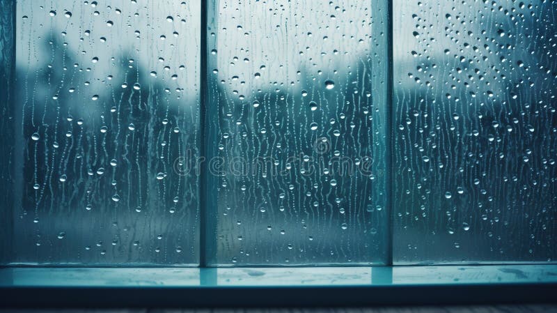 A Window with Rain Drops on it and a Building in the Background Stock ...