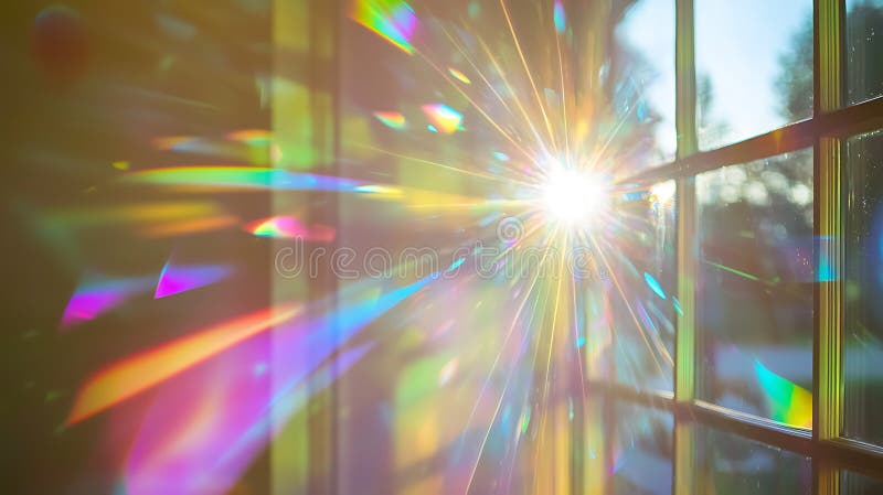 A Window with a Rainbow of Colors Shining through it Stock Illustration ...