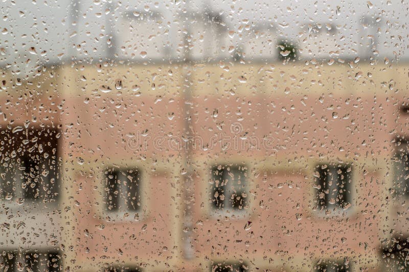 Window with Raindrops on a Gray Cloudy Day Stock Photo - Image of water ...