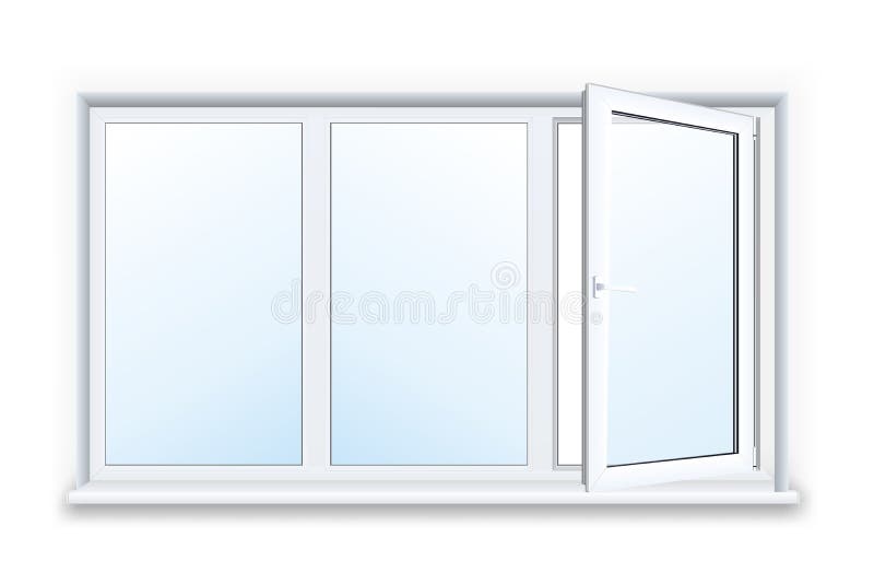 New Opened Plastic Glass Window Frame Isolated Stock Illustration ...