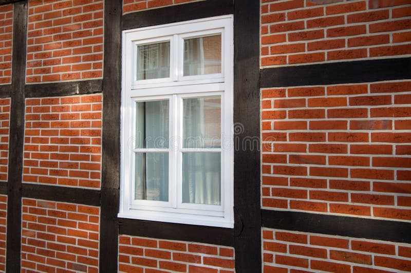 Window on Red Brick House Wall Stock Image - Image of brick, timber ...