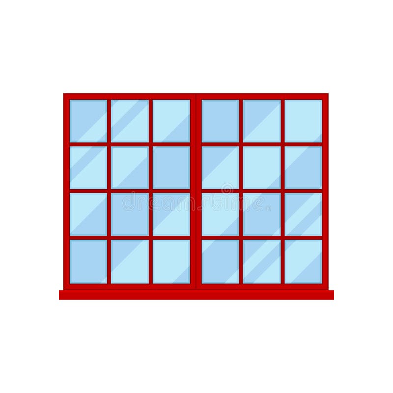 Window with Red Frame on White Background. Stock Vector - Illustration ...