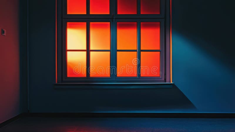 A Window with a Red Light Shining through it, Ideal for Use in Dark ...