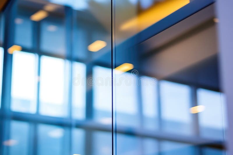 A Window with a Reflection of a Light on it, a Modern Office with ...