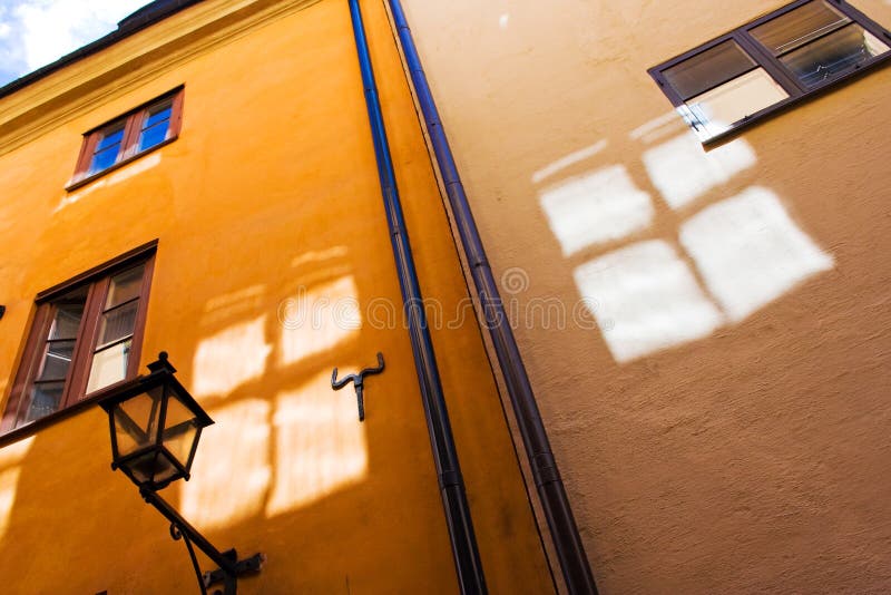 Window Reflections on Old Town Walls Stock Photo - Image of empty, flat ...