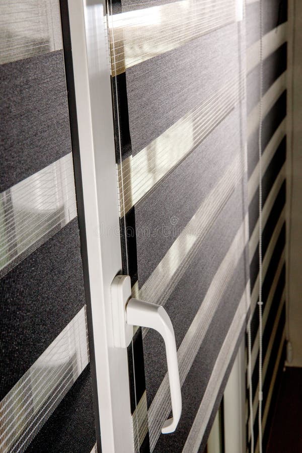 Window Roller Duo System Day and Night. Close Up on Roll Curtains ...