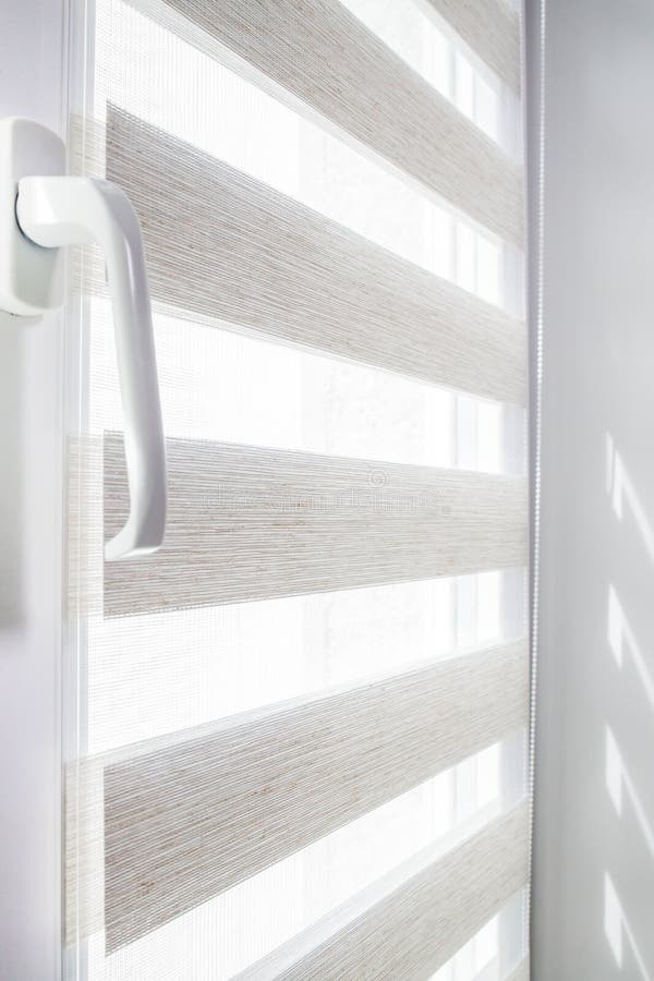 Window Roller Duo System Day and Night. Close Up on Roll Curtains ...