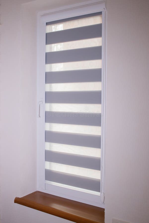 Window Roller Duo System Day and Night. Close Up on Roll Curtains ...