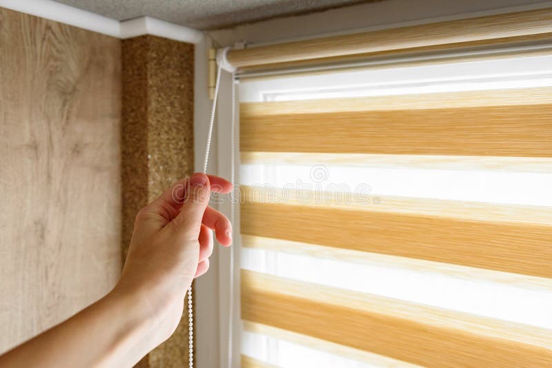 Window Roller, Duo System Day and Night in Home Interior. Beige Blinds ...