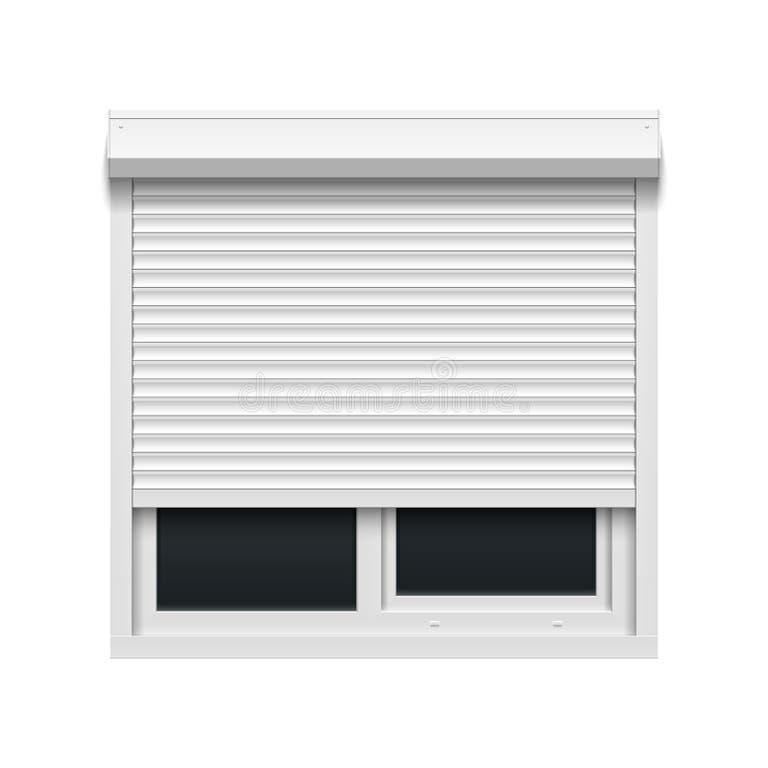 Window with Rolling Shutters Stock Vector - Illustration of metal ...