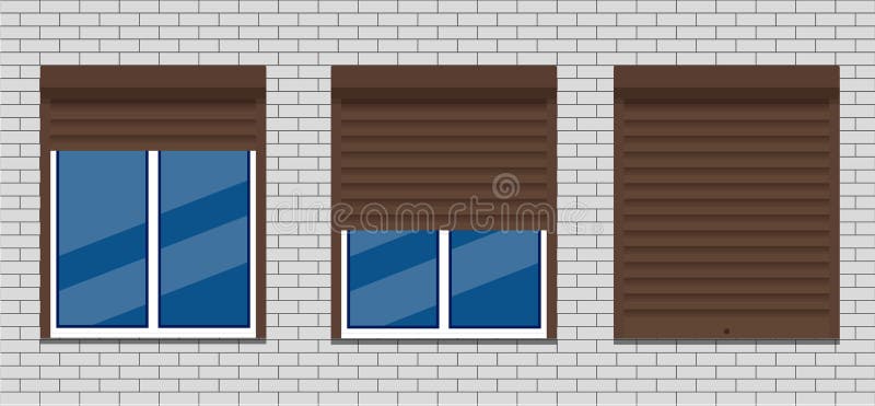 Window with Rolling Shutters Vector Flat Design Stock Vector ...
