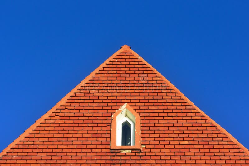 Window in a Roof Attic with Bricks Stock Image - Image of window ...