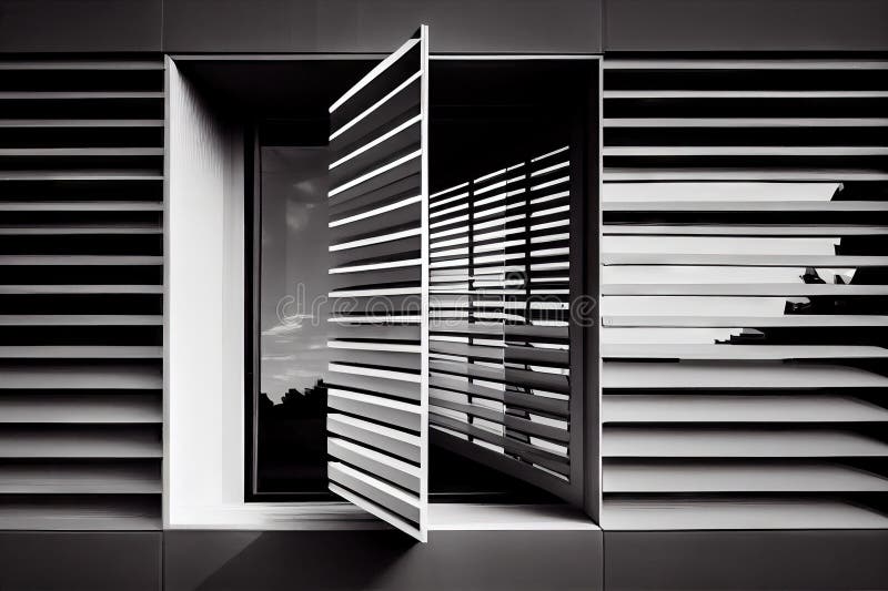 Window with Row of Louvers that Tilt in Different Directions for ...