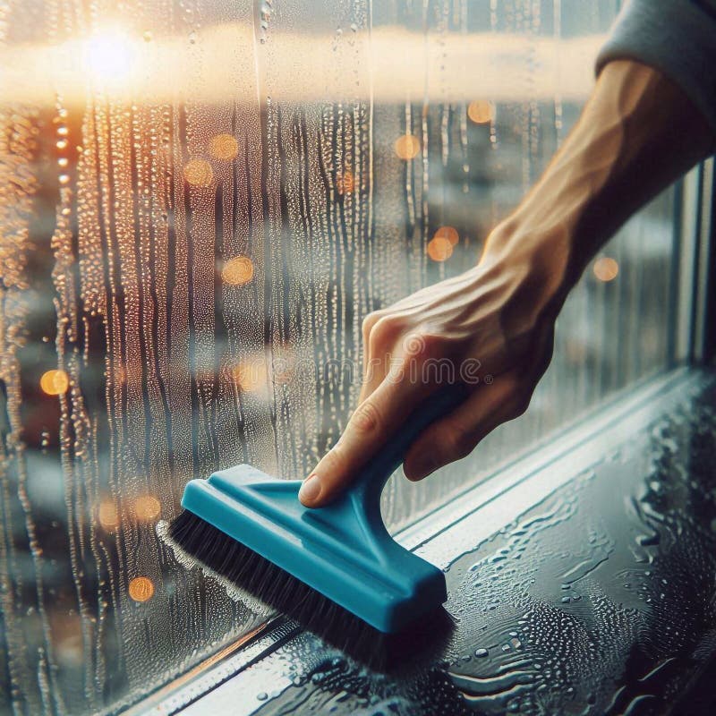 Window Scraper Washes a Window. Generated AI Stock Photo - Image of ...