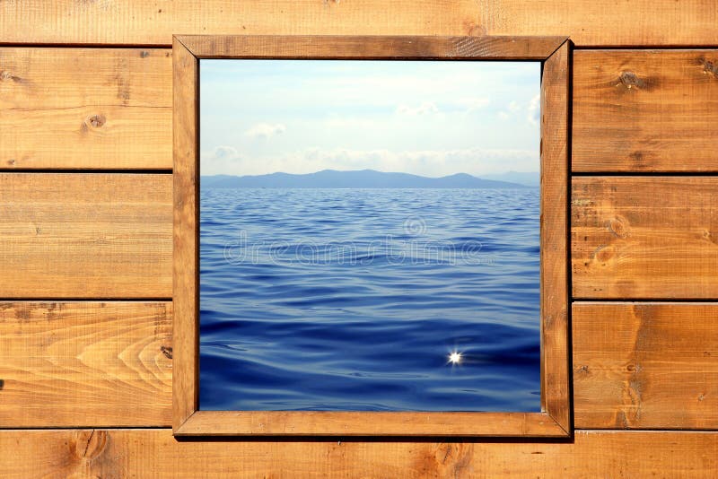 Window Seascape View from Wooden Room Stock Image - Image of ...