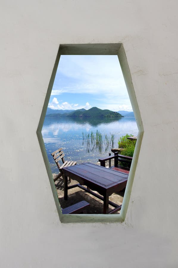 Through the Window and See the Beautiful Scenery Stock Image - Image of ...