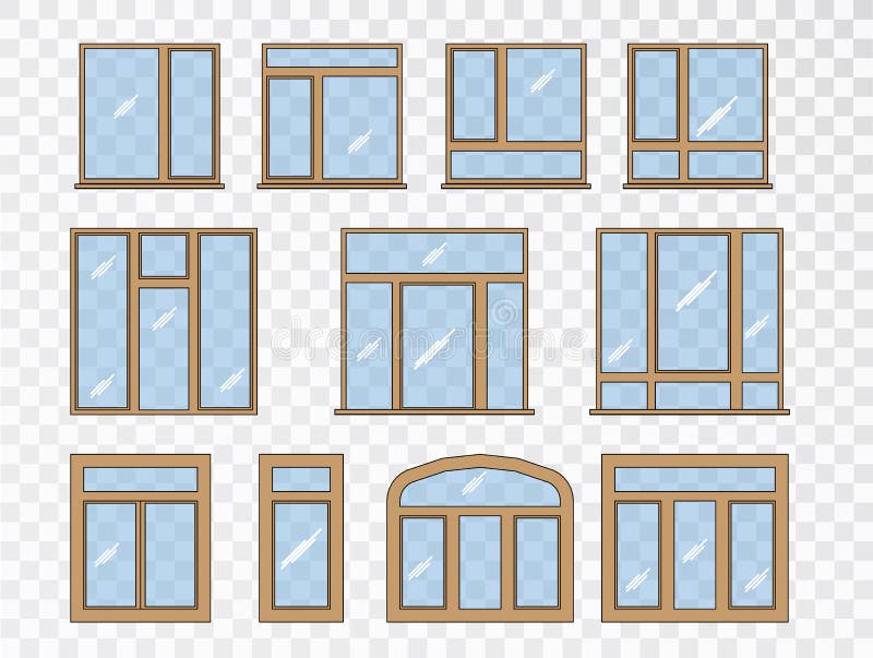 Window Set of Different Types. Collection Classic Architecture Elements ...